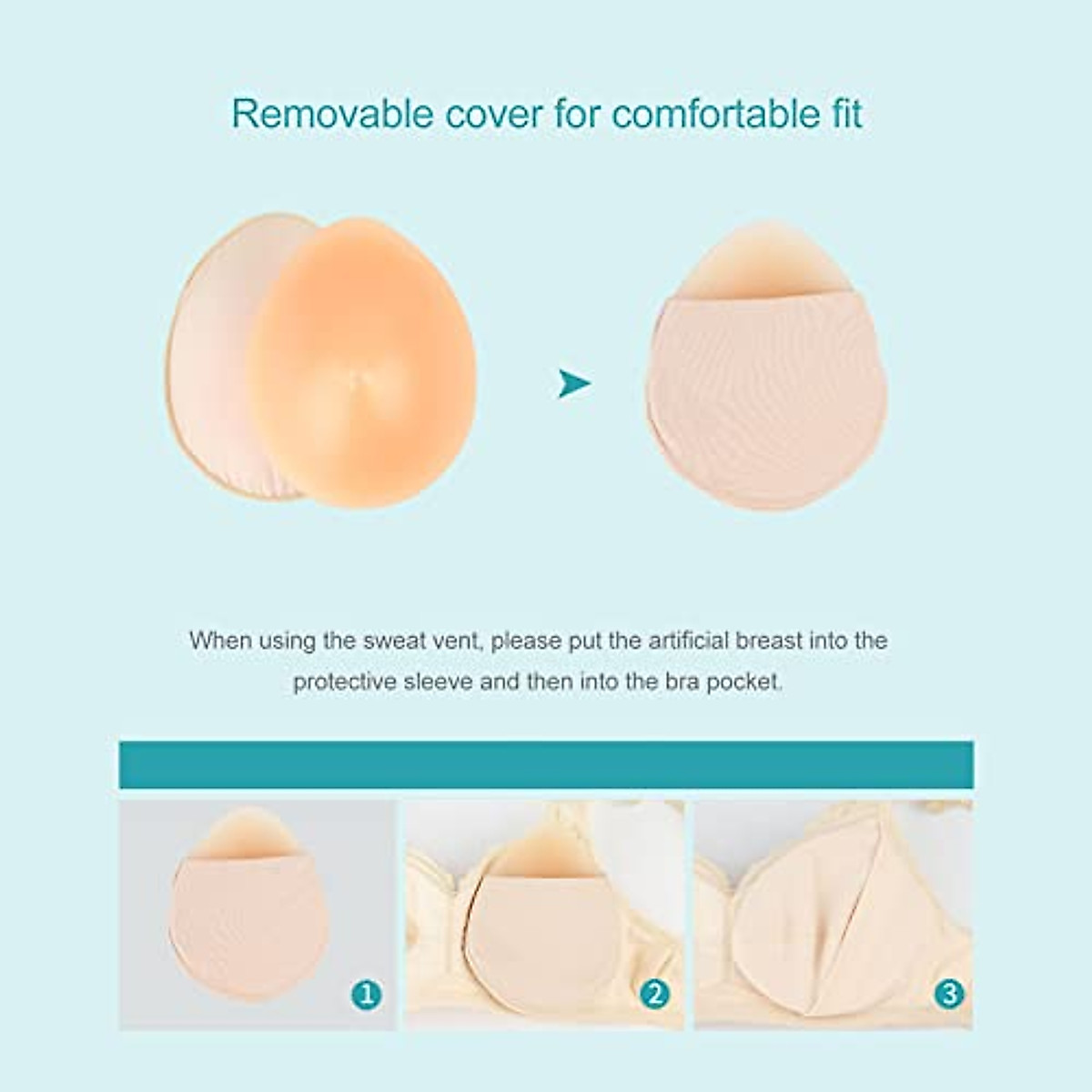Silicone Breast Form, Mastectomy Prosthesis Concave Bra Enhancer Inserts Crossdress Transvestite Prosthetic Cancer Support Teardrop Shape Pad for Women Fake Boobs Cosplay Transgender Crossdressers