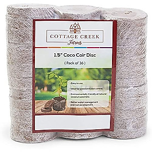 Coco Coir Pellets, Soil Disks Wrapped in Non-Woven Fabric (1.5 in, 36 Pack)