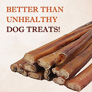 6-Inch Natural Bully Sticks for Dog & Puppies | 45 Pack | Low Odor Dog Chew Treats | Grass Fed Beef | Long Lasting Dog Chewing Bully Sticks for Dental Health