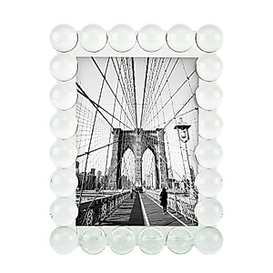 TIZO Design 5x7 Crystal Clear Glass Picture Frame, Boutique Quality Photo Frame (Single Row Bubbles)