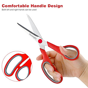 Scissors, Hnncugty 8" Scissors All Purpose Bulk Set of 6-Pack, Sharp Scissors for Office School Supplies Student Teacher Scissors Home Art Craft Sewing Fabric Scissor, Comfort Grip, Right/Left Handed