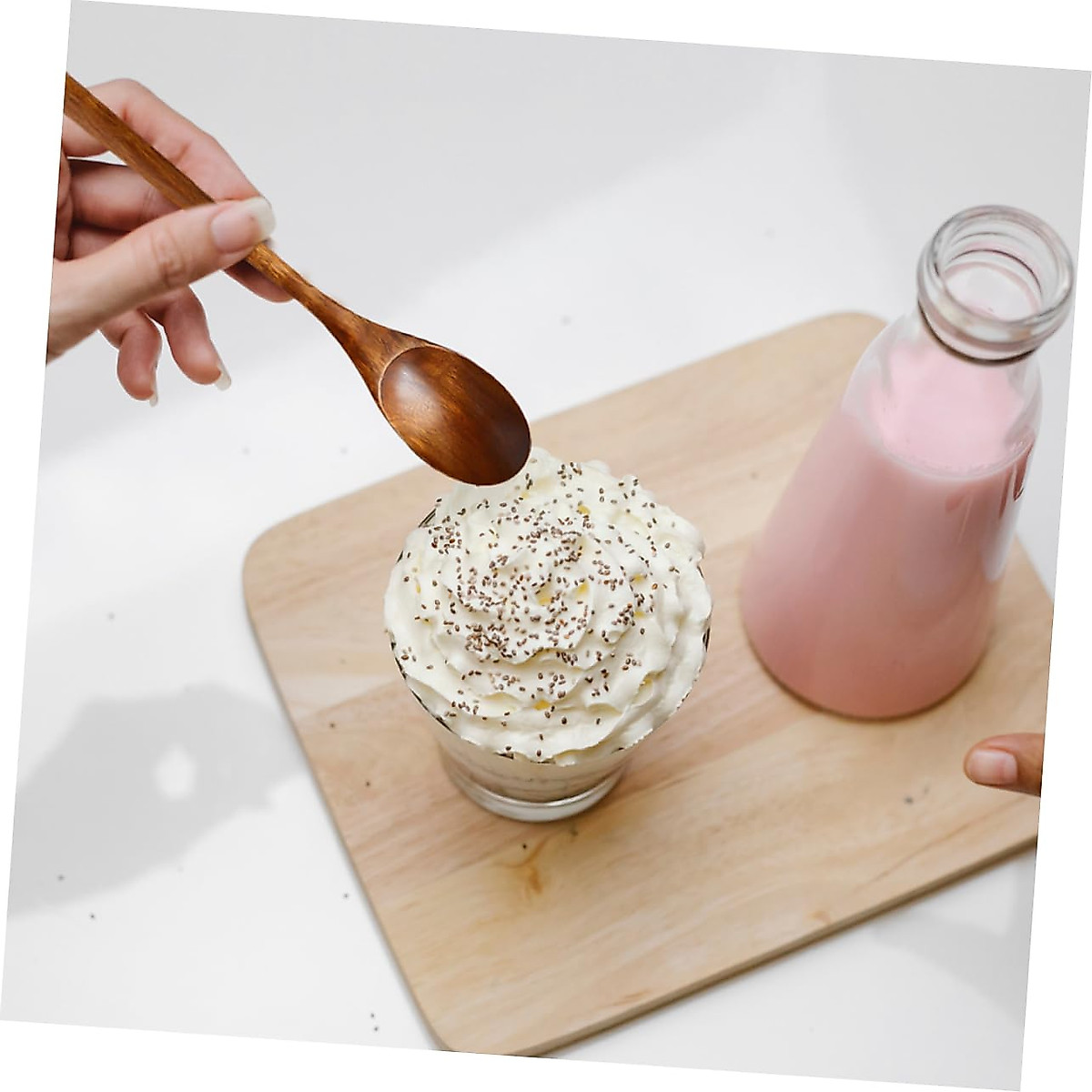 Abaodam 1 Set Wooden Fork and Spoon Wooden Forks Cake Spoon Wooden Spoons for Eating Wooden Food Spoon Wooden Teaspoons Mini Cake Forks Dessert Spoon Ice Cream Spoon Human Body Fruit