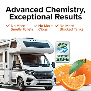 Camco TST MAX Camper/RV Toilet Treatment Drop-INs - Control Unwanted Odors & Break Down Waste and Tissue - Safe Septic Tank Treatment - Orange Scent, 30-Pack (41183)