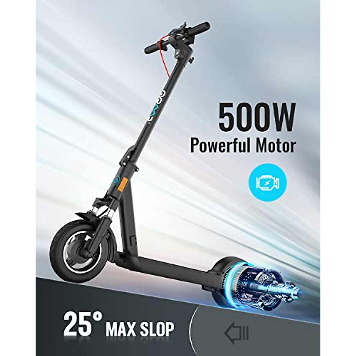 Gyroor Electric Scooter Adults with Dual Shock Absorbers Up to 31 Miles 18.6Mph,Turn Signal 500W Motor NFC Safety Lock,IP67 Core Components Waterproof Foldable Scooter Electric for Adults