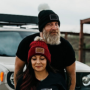 Grunt Style Logo Black Pompom Beanie (Black, One Size)