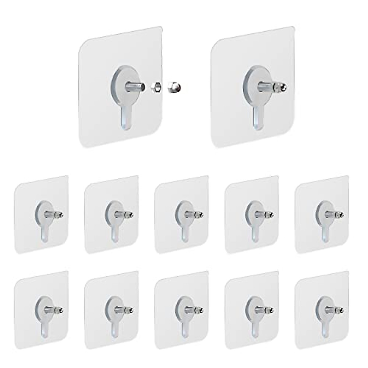 Chris.W 12Pcs Wall Screw Nails Stickers No Drilling No-Trace Wall Mount Hanging Nails Heavy Duty Reusable Adhesive Sticky Screw for Shower Room Bathroom Kitchen Shelf Basket Mouting(10MM)