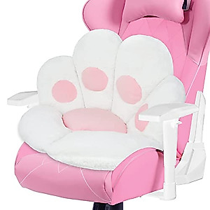 ELFJOY Comfy Chair Cushion Plush Cat Paw Cushion Kawaii Home Decor Cat Pillow for Office and Computer Gaming Chair (70 * 60cm, White)