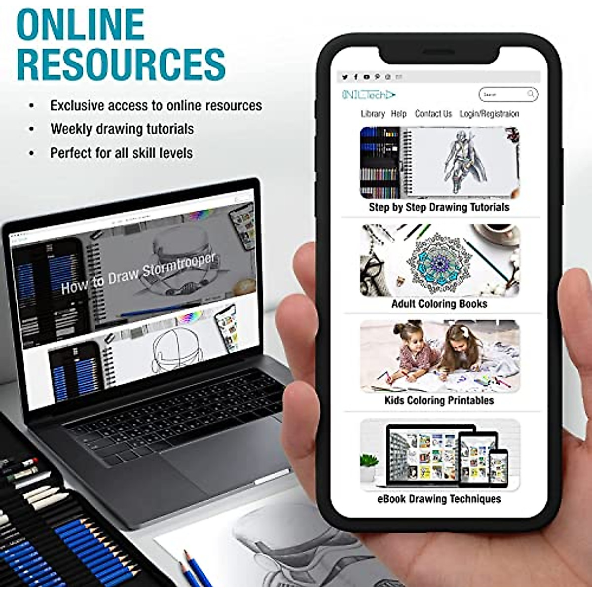 All-in-One Artist Drawing Pens Set -16 Dual Tip Brush Pens, 3 Calligraphy Pens, 10 Drawing Pens, Ruler, White Ink Pen, Mechanical Pencil, Sketch Pad Perfect for Coloring Journaling Planner Projects