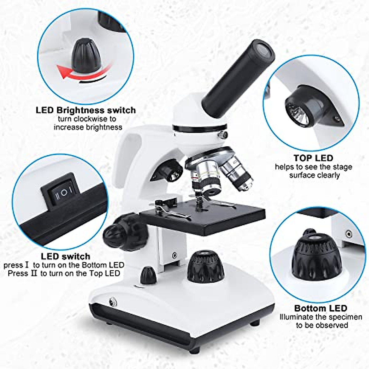 BNISE 100x-2000x Biological Microscope for Science & STEM