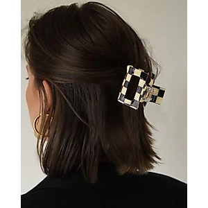 Airsky 6 Pack Checkered Hair Claw Clips, Square Medium Hair Clips, 2 x 2 x 1.1 in, One Size Fits All, Non-Slip Design for Women Girls Long Short Thin Hair