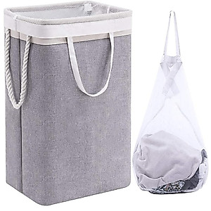 Large Laundry basket with lid Laundry basket Clothes Organizer with Handles and Lid Freestanding Foldable Hamper for clothes and blankets Storage organizer with Removable bag and Bra wash Bag