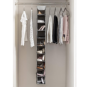 ZOBER Hanging Shoe Organizer for Closet, 10 Shelves - Hanging Shoe Rack W/ Side Pockets - Narrow, Space Saving, Durable