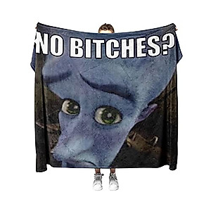 Zhangzhihua Megamind No Bitches Funny Meme Throw Blanket for Women Men Girls Boys Couch Sofa Bed Decor 60" x 50" (150cm x 130cm)