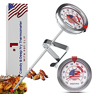 Candy Deep Fry Thermometer with Pot Clip - Candy Thermometer Very Accurate & Fast Read Food Thermometer | Mechanical Meat Thermometer for Grilling | Candle Making Thermometer | Baking Thermometer