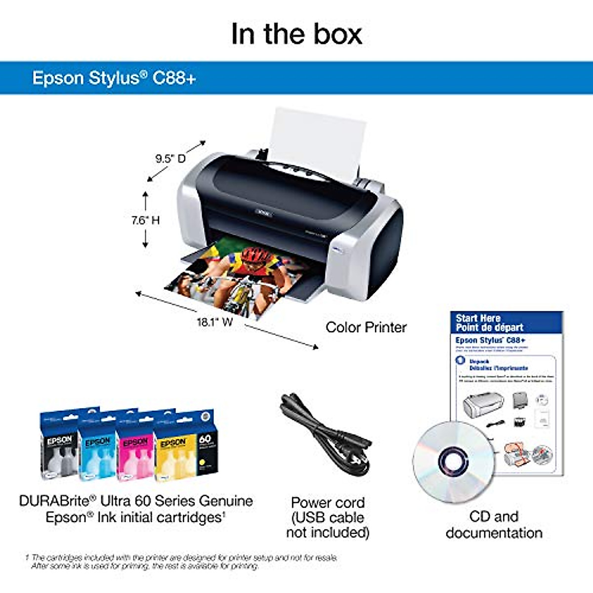 Epson Stylus C88+ Inkjet Printer Color 5760 x 1440 dpi Print Plain Paper Print Desktop Model C11C617121