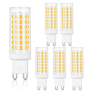 comzler G9 LED Bulb Bi Pin Base 6W Soft White 3000K G9 Base Bulbs, 60W Halogen Equivalent, 550LM, Ceramic Base G9 Light Bulbs for Chandelier, Non-dimmable, Pack of 6