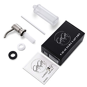 GAGALIFE Built in Sink Soap Dispenser or Lotion Dispenser for Kitchen Sink, Brushed Nickel ABS Pump Head, with 13 Ounce Large PET Soap Bottle