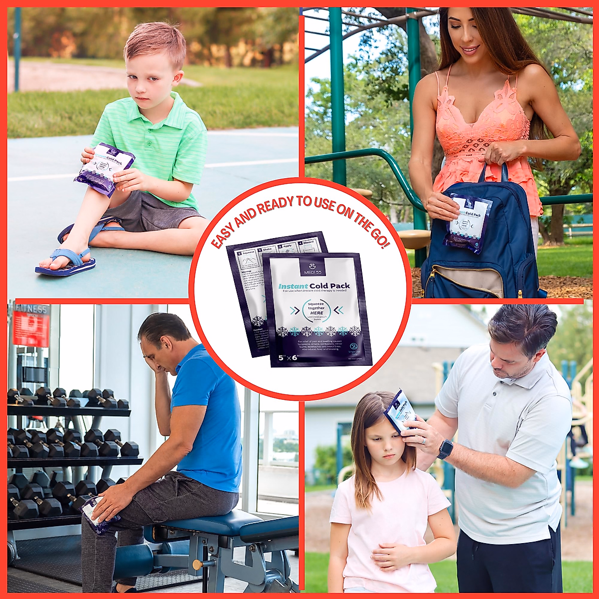 Instant Cold Packs - Pack of 24 (5" x 6") Disposable Cold Compress Therapy Instant Ice Pack for Injuries, First Aid, Pain Relief for Tooth Aches, Swelling, Sprains, Bruises, Insect Bites