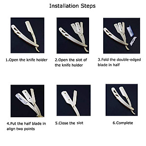 Sicastar® Stainless Steel Straight Edge Barber Shaving Razor Folding Straight Razor Single Edge Replaceable Blades fit for All of Double Edge Razor Blades (Gold)