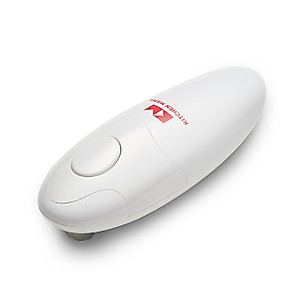 Kitchen Mama Electric Can Opener: Open Your Cans with A Simple Push of Button - Smooth Edge, Food-Safe and Battery Operated Handheld Can Opener(White)