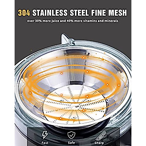 Centrifugal Juicer Machine - LCD Monitor 1100W Juice Maker Extractor, 5-Speed Juice Processor Fruit and Vegetable, 3" Feed Chute Stainless Steel Power Juicer, Easy Clean, BPA Free (Black)