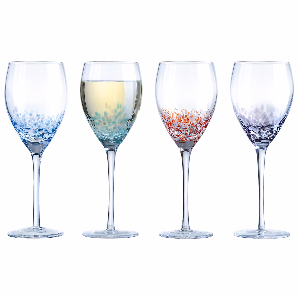 Anton Studio Designs - Speckle Wine Glass Multicoloured - Set of 4-350ml Capacity Per Glass - Coloured Wine Glasses…