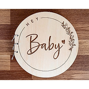 Hey Baby Wood Baby Shower Guest Book Alternatives for Boy or Girl, Rustic Baby Shower Guest Sign In Book, Keepsakes for Baby Shower, Gift for New Parents and Expecting Mothers
