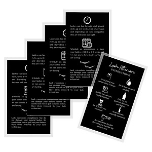 Boutique Marketing LLC Lash Extension Aftercare Instructions Cards,50 Pack,Double Sided Size 3.5 x 2 inchinch After Care (2-3 Week Fillers),Black with White Design