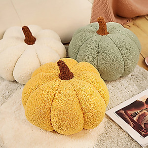 DACHAIHU Halloween Pumpkin Pillows Decorative Throw Pillows, Pumpkin Decor Stuffed Throw,Cute 3D Fluffy Pumpkin Plush Pillow for Bed Sofa Couch Home Decor(Grass Green,8inch)