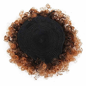 LEOSA High Puff Afro Ponytail Drawstring Short Afro Kinky Curly Pony Tail Clip in on Synthetic Curly Hair Bun Made of Kanekalon Fiber Puff Ponytail Wrap Updo Hair Extensions with Clips (T1B/30)