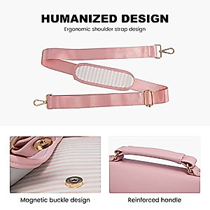 LOVEVOOK Computer Bag Laptop Bag for Women Cute Laptop Messenger Bag for Work College,Pink Stripes