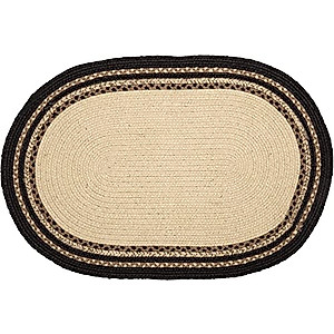 VHC Brands Sawyer Mill Charcoal Jute Rug Farmhouse Style Rustic Black Cow Animal Design Area Rug Entry Living Room Kitchen Floor Cover Oval Rug w/Pad 20x30