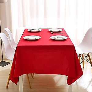 Hooshing Red Square Tablecloth 60 x 60 Inch Wrinkle Resistant Washable Polyester Table Cloth Waterproof and SpillProof Decorative Table Cover for Dining Table Buffet Parties and Camping