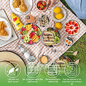 LELE LIFE 10 Pack 5 Sizes Stainless Steel Food Containers with Lids- 240/370/605/835/1200ml - Nesting Stainless Steel Food Storage Containers for Leftovers, Lunch Box, Snacks, Camping, Picnic (10PCS)