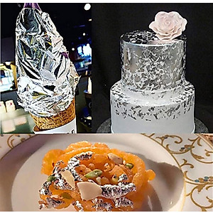 GLC Gold Leaf Silver Leaf, 99.9% Pure Silver Leaf Varakh Foils 25pcs 4 x 6 Inch for Sweets Deco,Cake Baking,Chocolate,Supari,Serums,Ayurvedic Medicine,Decoration,Beauty Face Kits,Painting Art Crafts_