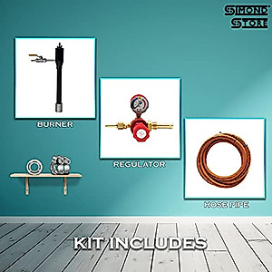 Propane Single Burner (MS) For Propane Forge and Melting Furnace Blacksmith Tool Pack Includes Valve, Hose & Regulator