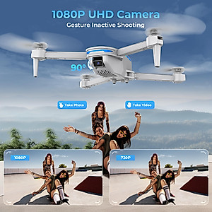 Drone with 1080P UHD Camera for Adults Beginners, Ficinto FPV RC Quadcopter with 3D Flip, Gravity Sensor, Gesture Control, Altitude Hold, One Key Start, Headless Mode, Auto Hover, 2 Batteries(30Mins)
