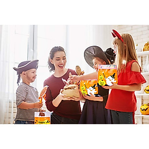 Halloween Trick or Treat Bags,50 Packs Plastic Candy Bags for Party Favors, Snacks, Decoration, Children Arts & Crafts, Event Supplies