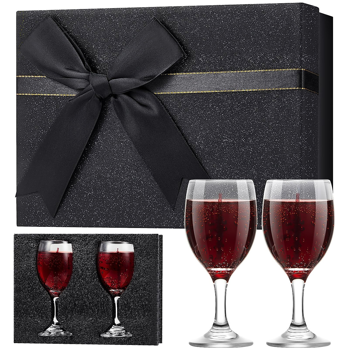 MTLEE 2 Pcs Wine Candle in Glass Gel Candles Scented Decorative Margarita Cocktail Food Shaped Candles with Gift Box for Christmas Home Wedding Gifts Holiday