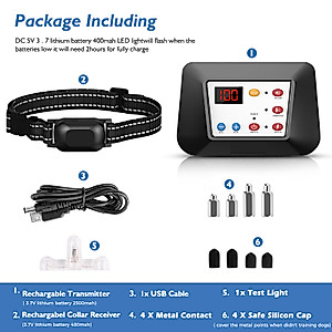 Wireless Dog Fence System, Electric Dog Fence for 2 Dogs & Remote Trainer, Portable Dog Perimeter Fence Wireless, Adjustable Pet Training Collar Receiver for The Yard, Harmless for Medium Large Dogs