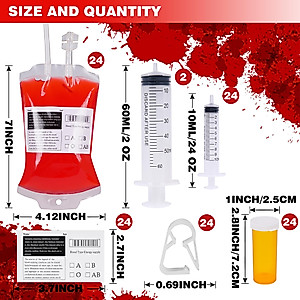 74Pcs Halloween Blood Bag for Drinks Reusable Blood Bags Drink Pouches Blood IV Bags Pill Candy Bottles Jelly Syringe for Halloween Masquerade Nurse Zombie Vampire Party Supplies Decoration