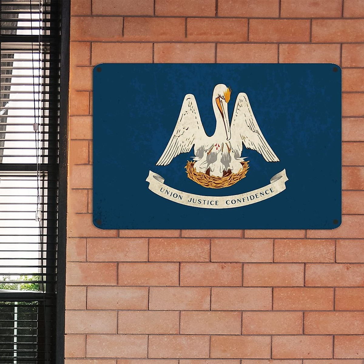 Louisiana Aluminum Metal Sign Louisiana State Flag Metal Sign Home State Country City Souvenir Wall Art Poster Vintage Patriotic Home Decor Garage Yard Signs Indoor & Outdoor Decor 12x18 inch