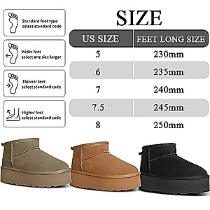 WICDIC Platform Mini Boot For Women Short Ankle Boot Fur Fleece Lined Sneakers Classic Ultra Snow Platform Anti-Slip Boot For Outdoor