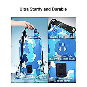 Luxtude Waterproof Dry Bag Backpack, 5L Roll Top Portable Dry Sack Waterproof Bag with Phone Case, Floating Waterproof Dry Bag for Kayaking, Swimming, Boating, Surfing, Hiking, Beach etc.