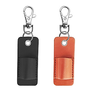2 Pieces Pen Lanyard Holder, Pen Holder for Lanyard Pen Holder for Clipboard with Clip PU Leather Exquisite Workmanship Anti-lost Leather Pen Holder for Badge Clipboard (Black and Brown)