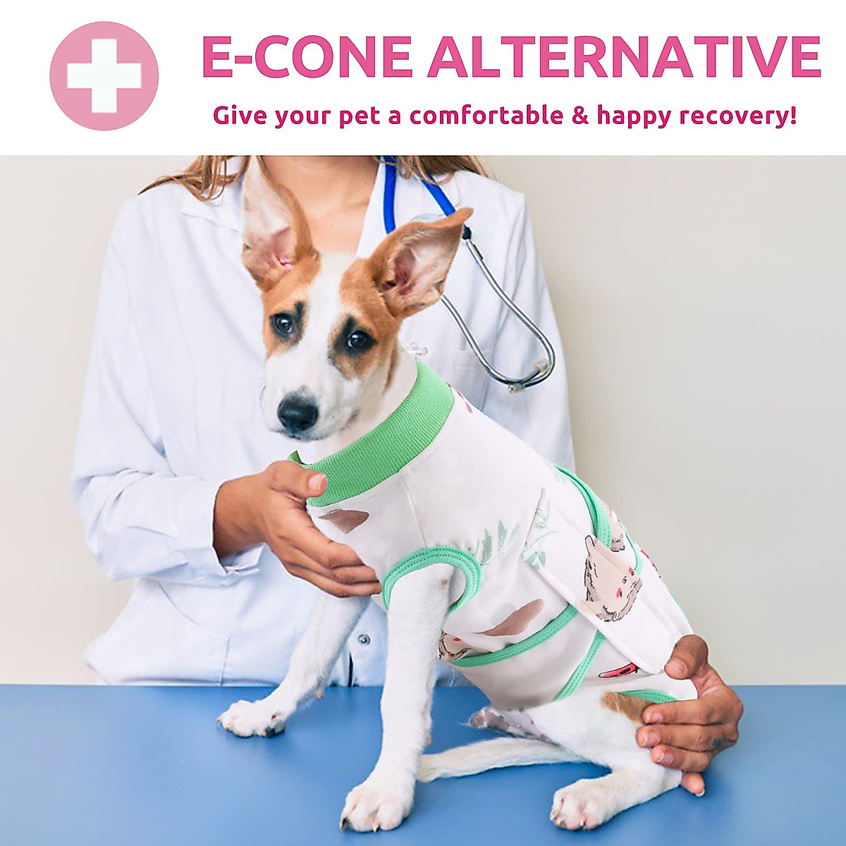 KOESON Dog Recovery Suit, Spay Suit for Female Dogs with Pee Hole Pet Surgical Recovery Suit Dog Cone Alternative, Dog Surgery Recovery Suit Anti Licking Pet Bodysuit for Abdominal Wound Hedgehog XS