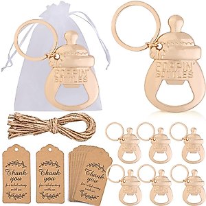 40 Pack Baby Poppin Bottle Opener Baby Shower Party Favor Opener Cute Baby Birthday Souvenirs Gifts for Guest Wedding Favor Kids Birthday Party Decor (Poppin Keychain Style)