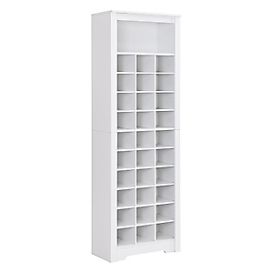 Bellemave Shoe Cubby Storage Organizer Cabinet 30 Shoe Cubby Console Wood Shoe Cabinet, White
