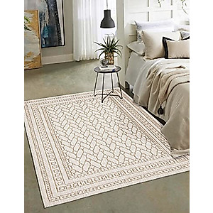 eCarpetGallery Vintage Turkish Area Rug for Living Room Bedroom 4x6 Taupe Carpet, High Low Pile Textured Taupe Rug, 368015