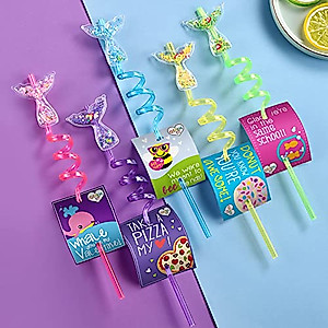 24 Glitter Mermaid Party Favors Mermaid Tail Drinking Straws for Mermaid Birthday Party Supplies with 2 PCS Straws Cleaning Brush